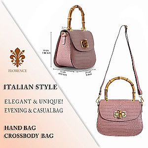 Women Handbag 100% Genuine Leather with Bamboo handle Crossbody bag Elegant bag Evening bag Gift for Women Handmade Made in Italy
