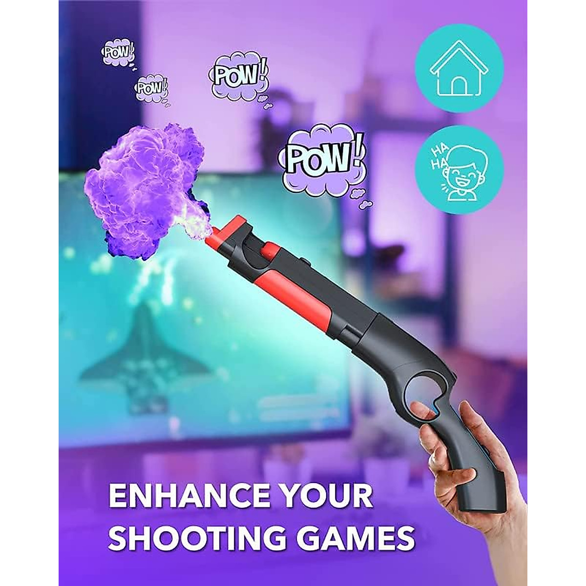 Skywin Gun Controller for N-Switch JoyCons - Compatible with Nintendo Switch Gun Shooting Games (Black)