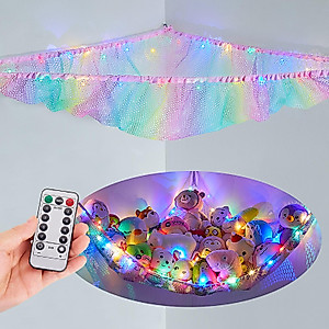 Beinou Stuffed Animals Net or Hammock Kids Toy Storage Organizer Holder Corner Stuffed Animals Storage Hanging Mesh For Kids Room Girls Playroom Decor