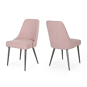 Christopher Knight Home Dawn Modern Fabric Dining Chairs (Set of 2), Light Blush