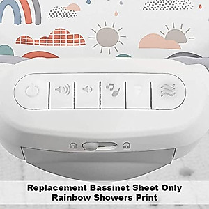 Ele Toys Replacement Part for Fisher-Price Soothing View Projection Bassinet - GVG89 ~ Rainbow Showers Print ~ Replacement Bassinet Sheet, White, Red, Green, Blue, 4 ounces