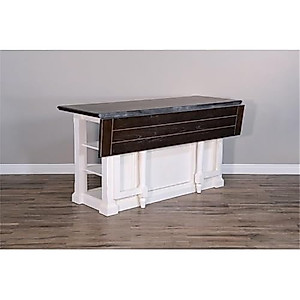 Pemberly Row 71.5" x 38" Farmhouse Wood Kitchen Island with Adjustable Shelves, Ample Storage Space, in White & Dark Brown Finish