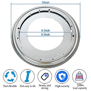 2Pack 12inch Lazy Susan Hardware, 5/16” Thick Turntable Bearings, 1000lbs Rotating Bearing Plate Heavy Duty for Rotating Table, Book Case, Serving Tray,DVD Tower, Corner Shelves, Shoe Rack
