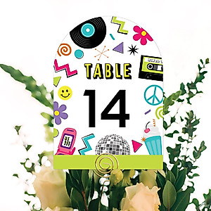 Big Dot of Happiness Through the Decades - 50s, 60s, 70s, 80s, and 90s Party Double-Sided 5 x 7 inches Cards - Table Numbers - 1-20