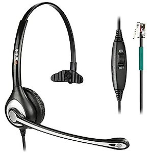 Wantek Corded Telephone Headset Mono w/Noise Canceling Mic Compatible with ShoreTel Plantronics Polycom Zultys Toshiba NEC Aspire Dterm Nortel Norstar Meridian Packet8 Landline Deskphones(F600S2)