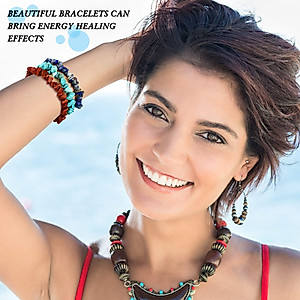 Hicarer 20 Pieces Crystal Chip Bracelets Bulk Natural Gemstone Chakra Bracelets Crystal Stretch Chip Stones Bracelets for Women Reiki Yoga Anxiety