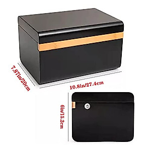 LIUDONG Premium Bamboo Storage Chest with Movable Tray, Black Deluxe Gift Box and Herbal Supply Box, with Removable Tray and Lock Wood Storage Set with Lock,Wood