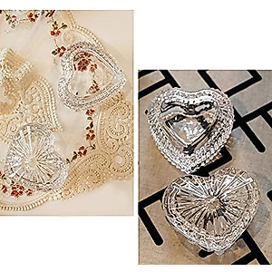 RockTrend Heart-Shaped Glass Storage Box Embossed Jewelry Box with Lid
