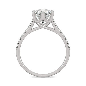 14K White Gold Moissanite by Charles & Colvard 10x8mm Oval Engagement Ring-size 8.5 3.24cttw DEW