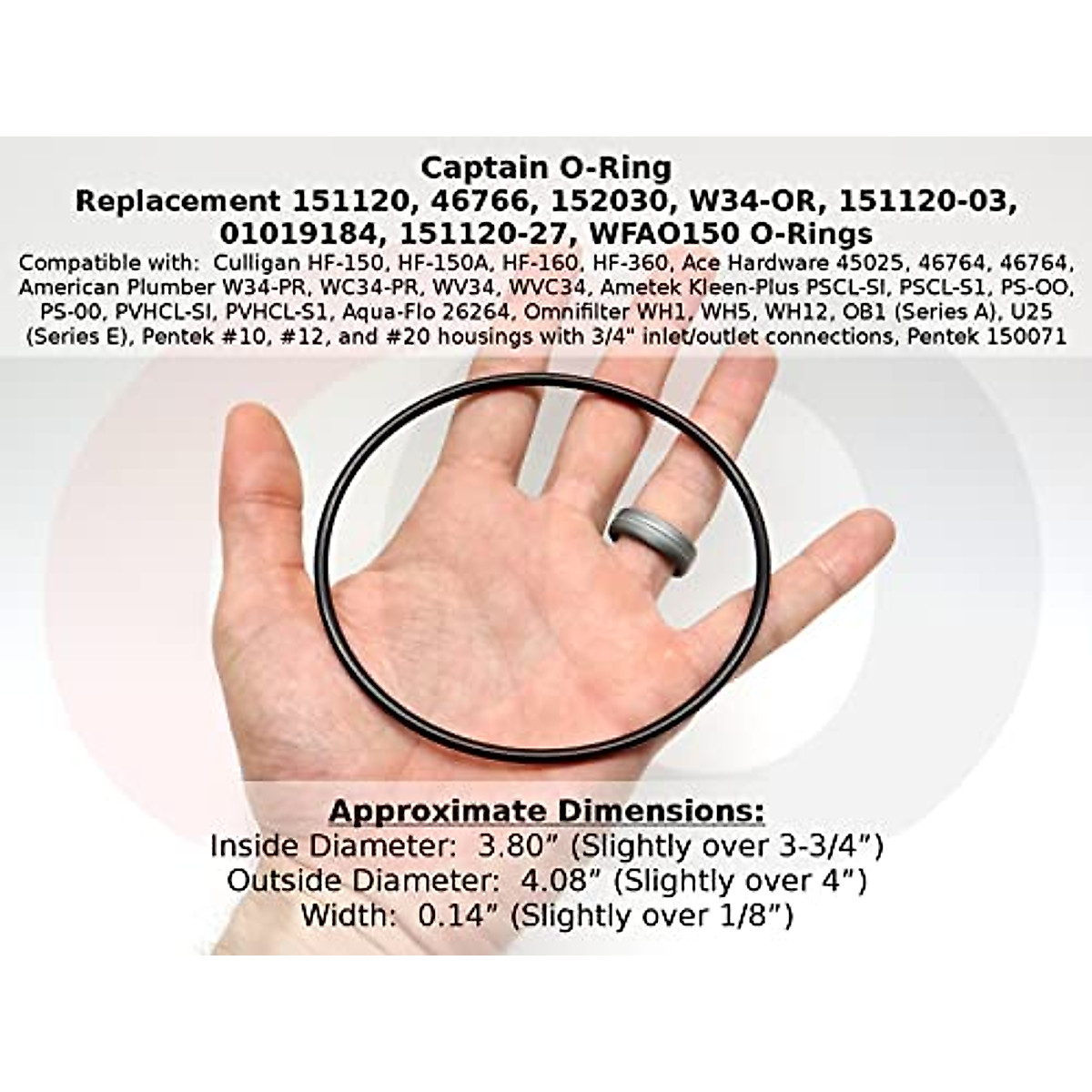 Captain O-Ring - Replacement 151120 O-Ring compatible with Pentek Water Filter Housing (3 Pack) [also called 152030, W34-OR, WFAO150, etc)