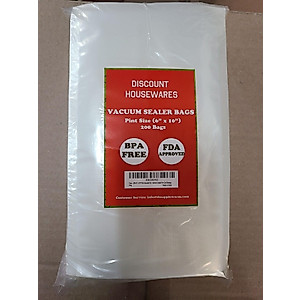 200 6" x 10" Pint Vacuum Heat Sealer Bags for Food Saver, Vac Sealers, Heavy Duty Commercial Grade Pre-Cut Storage Bag