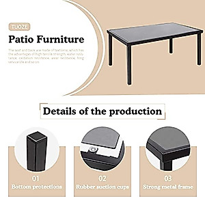 Tuoze 4 Pieces Patio Furniture Set Outdoor Conversation Set with Glass Coffee Table Bistro Set with Loveseat Garden Yard Lawn and Balcony (Black)