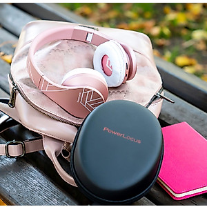 PowerLocus Bluetooth Headphones Over Ear, Bluetooth Headphone Rose Gold, Wireless Headphones Foldable, Hi-Fi Stereo, Soft Memory Foam Earmuffs, Built-in Mic & Wired Mode for iPhone,Android,PC,Laptops