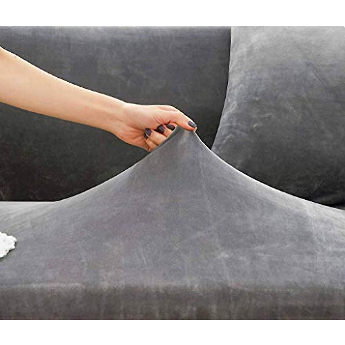 IMYOGI High Stretch Sofa Covers Thick Sofa Covers 1/2/3 Seater Velvet L Shape Sofa Slipcover Easy Fit Stretch Elastic Fabric Sofa Couch Furniture Protector-4 Seater+4 Seater-Lake Blue