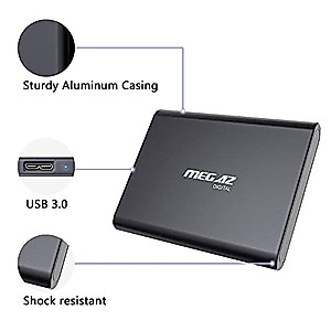 MEGAZ DIGITAL 500GB Portable External Hard Drive, HDD USB 3.0 Compatible for PC, Mac, Laptop, Chromebook, Grey