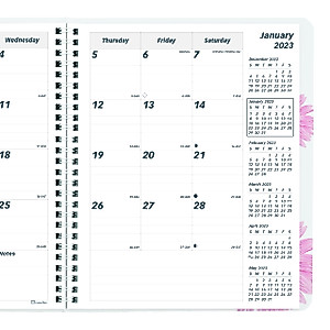 Brownline 2023 Pink Essential Monthly Planner, 14 Months, December 2022 to January 2024, Twin-Wire Binding, 8.875" x 7.125", Pink Daisy (CB1200G.05-23)