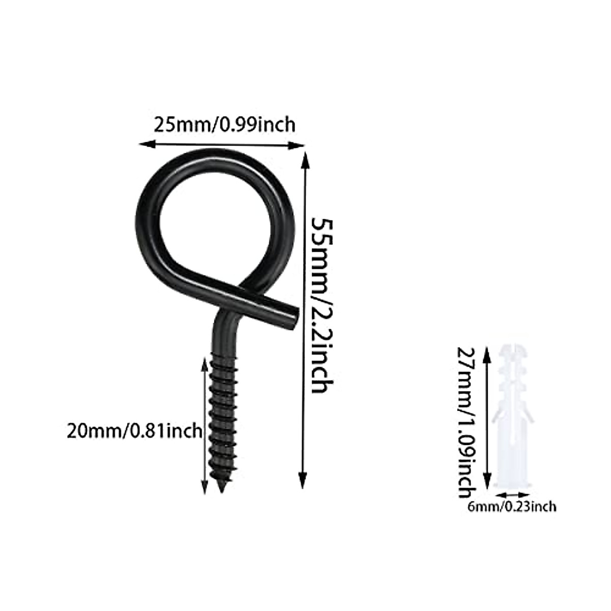 ITROLLE 20Pcs 304 Stainless Steel Christmas Lights Hanger Hooks, Easy Release Open Loop with Buckle Design, Black