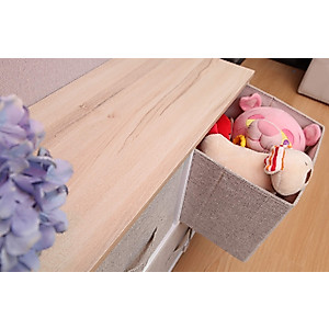 East Loft Extra Wide Dressers for Bedroom Cheap Closet Dresser for Nursery - Storage Dresser with 5 Fabric Drawers - Easy Assembly Small Dresser for Closet Kids Clothes Organizer (Beige)