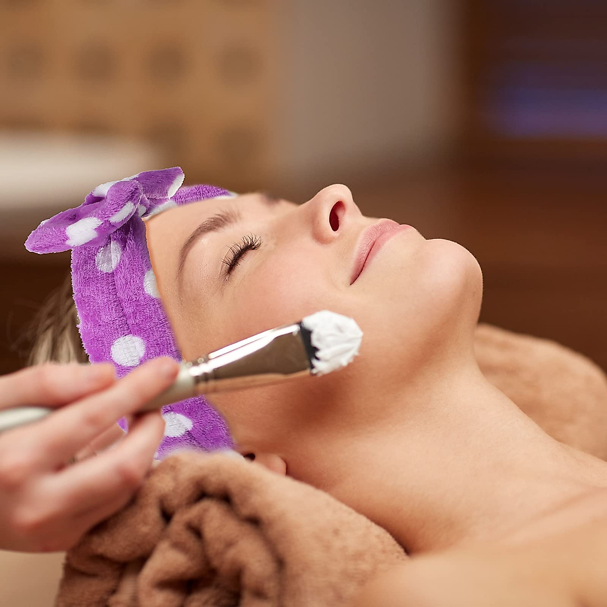 Jexine 24 Pcs Facial Spa Headband Makeup Headbands Bulk Bow Hair Head Band Fluffy Plush Spa Headband for Women Washing Face Spa Shower Cleansing (Minimalist Style)