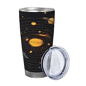 AYCZN Space Solar System 20 OZ Tumbler Stainless Steel Travel Coffee Mug, Galaxy Planet Insulated Water Bottle with Lid and Straws Leakproof Thermal Cup