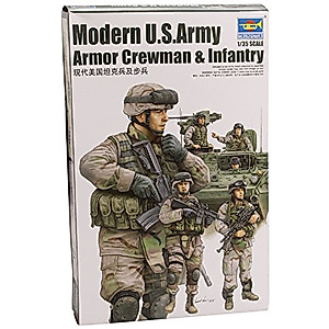 Trumpeter Modern US Army Crewmen and Infantry Figure Set, Scale 1/35, 6-Pack