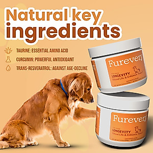 Furevery Chewable Dog Vitamins and Supplements – Daily Longevity Multivitamin for Dogs with Curcumin, Taurine, Trans-Resveratrol – Essential Vitamins for Dogs to Support Wellness and Vitality