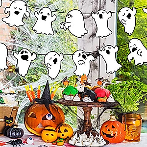 Cute Ghost Banner 2 Pack Halloween Garland Decorations Ghost Festival Party Decoration Haunted Houses Doorway Home Indoor Outdoor Halloween Party Supplies