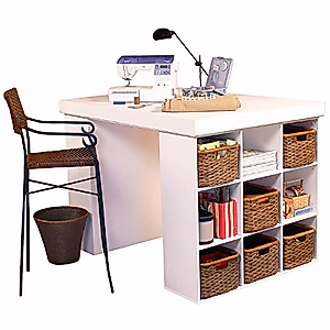 Project Center Desk with 2 Bookcase Sides-White