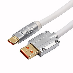 EPOMAKER Puff Aviator Coiled USB Cable, Type C Detachable Mechanical Gaming Keyboard Cable for Win/Mac/Gamers, Suitable for RT100/TH68 PRO/TH80 PRO/TH96/TH80 SE/CIDOO V65. etc(Puff White)