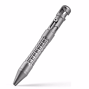 TISUR Titanium Ballpoint Pen, Mini Bolt Action Pen, Small Pocket Size Keychain Pen With Titanium Key Ring, Office gifts for Men & Women (Pen/78mm)