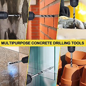 12-PCS Masonry Drill Bit Set & Concrete Drill Bit Set, 1/8 to 1/2 inch Professional Carbide Drill Bits Tip for Glass, Tile, Brick, Cement Concrete Plastic Wood etc. Masonry Drill Bits Set by DYRECELVE