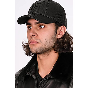 INOGIH Snakeskin-Leather Baseball-Cap Unisex Casual-Dad-Hat Adjustable Snapback for Women Men Black