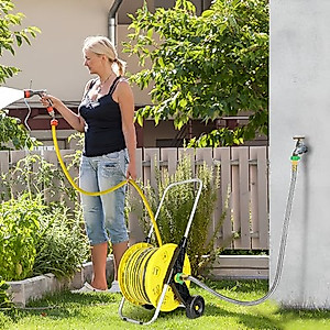 Short Garden Hose with Female to Female Connector, 3ft Metal Leakproof Leader Hose for Hose Reel, Heavy Duty 304 Stainless Steel Flexible Hose for Outdoor Garden Watering Car Pet Cleaning