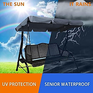 BTURYT 210D Garden Swing Awning Cover Replacement Canopy Swing Seat Canopy,Garden Swing Chair Cover,Waterproof/UV Resistant Sun Shade Outdoor Hammock
