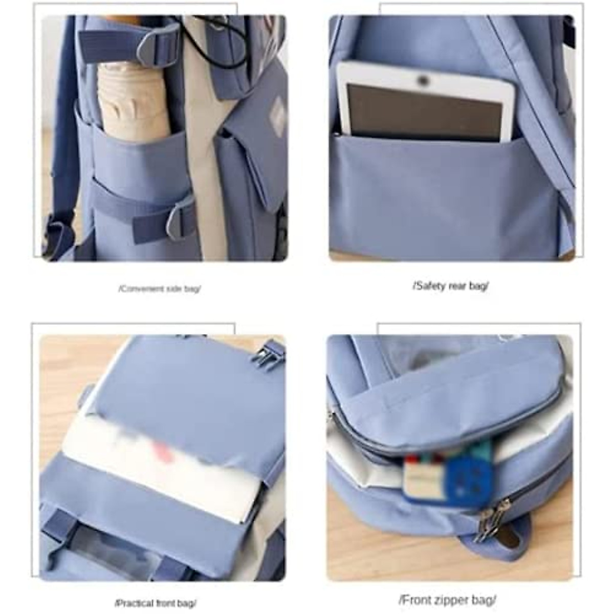 TOAOSET Kawaii Backpack Set Kawaii Pendant Pin and Accessories, 3pcs Set Teens Youth Girl Cartoon Aesthetic Cute Backpack (Cartoon backpack,one size)