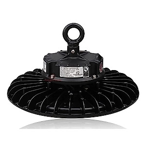 RuggedGrade 100 Watt LED High Bay UFO Corvus Series Lights - with 40w Kono Series Battery Back Up - 14,500 Lumen - 3.3ft Cord - 5000K - DLC Premium 5.1 Optional