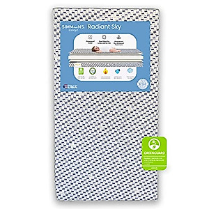 Simmons Kids Radiant Sky Dual Sided Baby Crib Mattress and Toddler Mattress, Waterproof, GREENGUARD Gold and CertiPUR-US Certified, Firm Plant-Based Foam, 5 Year Warranty, Made in USA