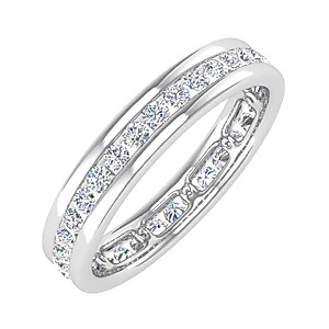 1/2 Carat Channel Set Diamond Wedding Eternity Ring Band in 14K White Gold (Ring Size 6)