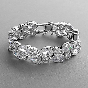 Mariell Silver Petite Length 6 1/2" Wedding Bracelet with Bold CZ Mosaic for Brides and Bridesmaids