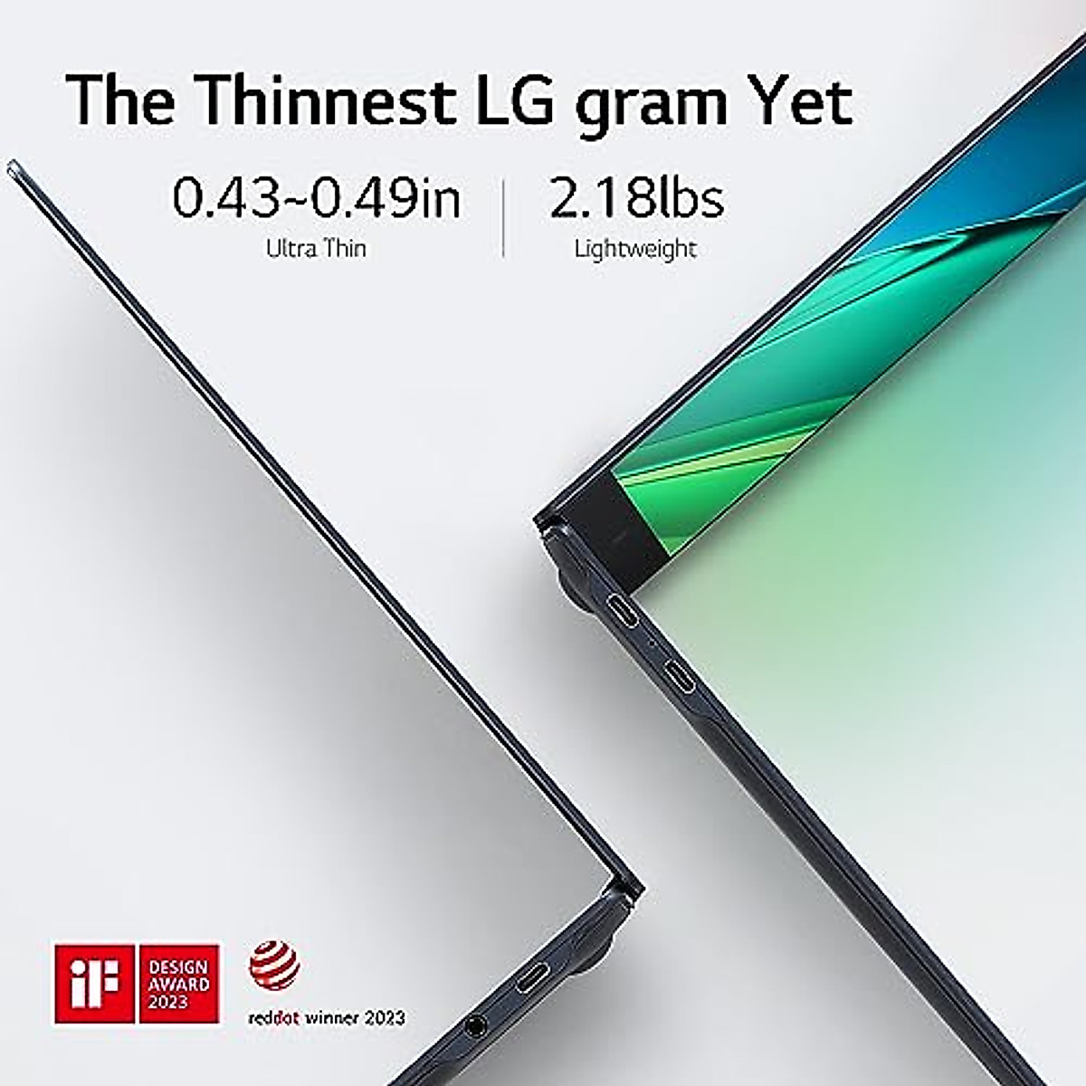 LG gram SuperSlim 15.6” OLED Laptop, Intel 13th Gen Core i7 Evo Platform, Windows 11 Home, 16GB RAM, 1TB SSD, Neptune Blue