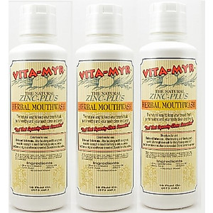 3 Pack VITA-MYR 16 Oz Effective Herbal Zinc-Plus Mouthwash