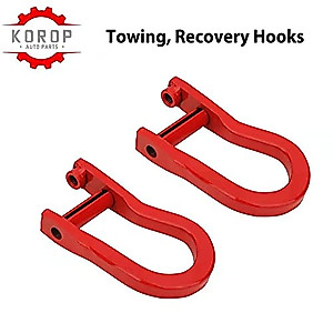 KOROP AUTO PARTS 84192871 Tow Hooks (1 Pair) Fits 2007-2019 GMC Sierra 1500, 2007-2019 Chevy Silverado 1500 Recovery Hook (Red)