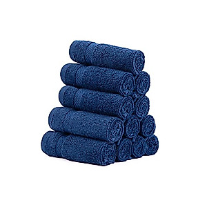 AKTI Premium Cotton Wash Cloths, Pack of 12, 13x13 Inches, 520 GMS, Durable, Quick Dry & Extra Absorbent Cleaning Cloth for Home, Spa, Hotel, Bathroom & Kitchen – Navy Washcloths