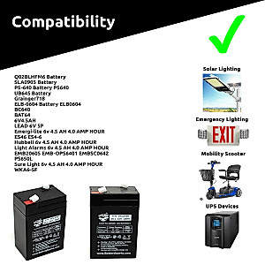 (3 Pack) ELB-0604 Battery ELB0604 SLA Sealed Lead Acid 6V4.5AH for Exit Sign Emergency Light 6V 4.5AH Battery UB645 SLA0905 AH 4.0 AMP Hour 120255