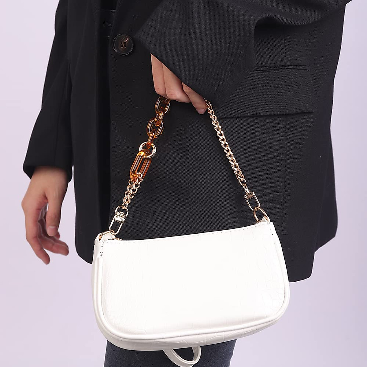 Wiwpar Acrylic Amber Bag Chain Shoulder Bag Purse Replacement Chain Straps for Women's Handbags (Style 4)