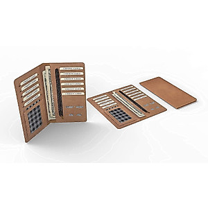 Women's Ultra Slim Wallet With RFID Blocking, 12 Slots For Credit Cards, Id Holder, Cash pockets, Zipper Slot - Ladies Genuine Leather Wallets