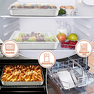 Herogo Baking Pan with Lid, 9 x 12 Inch Stainless Steel Lasagna Pan Deep, Rectangle Cakes Bakeware with Lid for Brownies Casseroles, Non Toxic & Dishwasher Safe