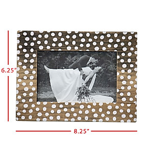 Foreside Home & Garden White Polka Dot Pattern 4x6 inch Wood Decorative Picture Frame