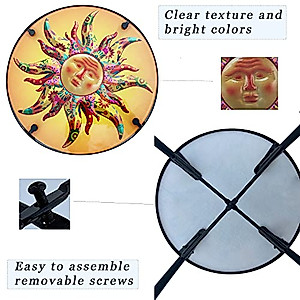 NewVees Sun Patio Side Table, Small Patio Outdoor Side Table, Plant Table,Metal Glass End Table for Porch Garden Yard Pool.