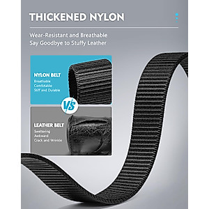 FAIRWIN Men's Ratchet Web Belt,1.25 inch Nylon Automatic Buckle Belt,No Holes Invisible Belt for Men(Black, S)